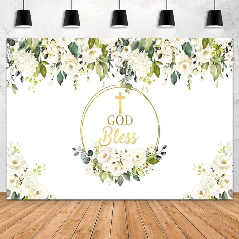 God Bless Backdrop, Polyester Material First Holy Communion Party ...