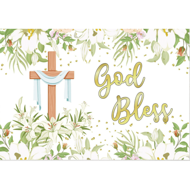 God Bless Baptism Backdrop Baby Shower Newborn Pink Pampas Grass Boho ...