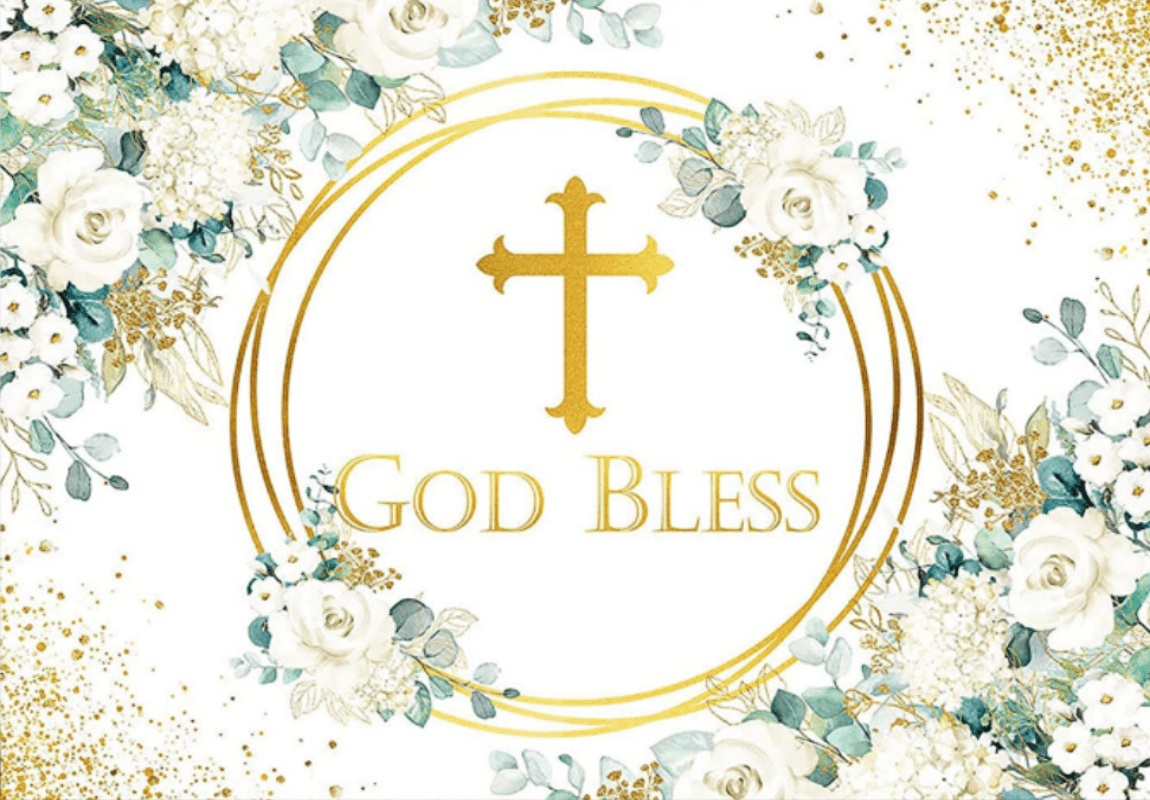 God Bless Baptism Backdrop Baby Shower Newborn Pink Pampas Grass Boho ...