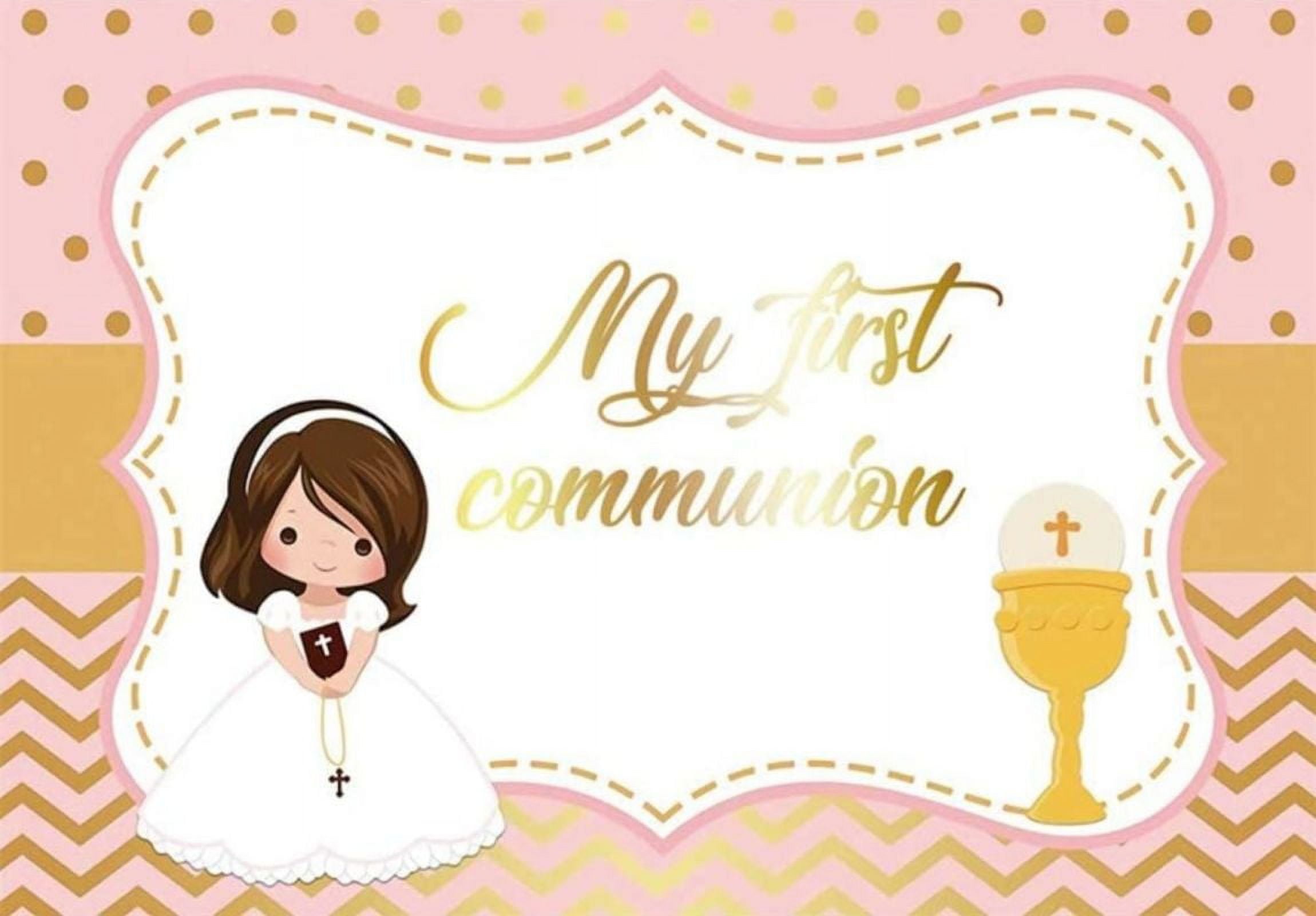 God Bless Baptism Backdrop Baby Sparkle Bokeh First Holy Communion Background Pink Floral Baby ...