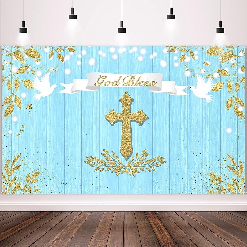 God Bless Baptism Backdrop First Holy Communion Party Decorations ...