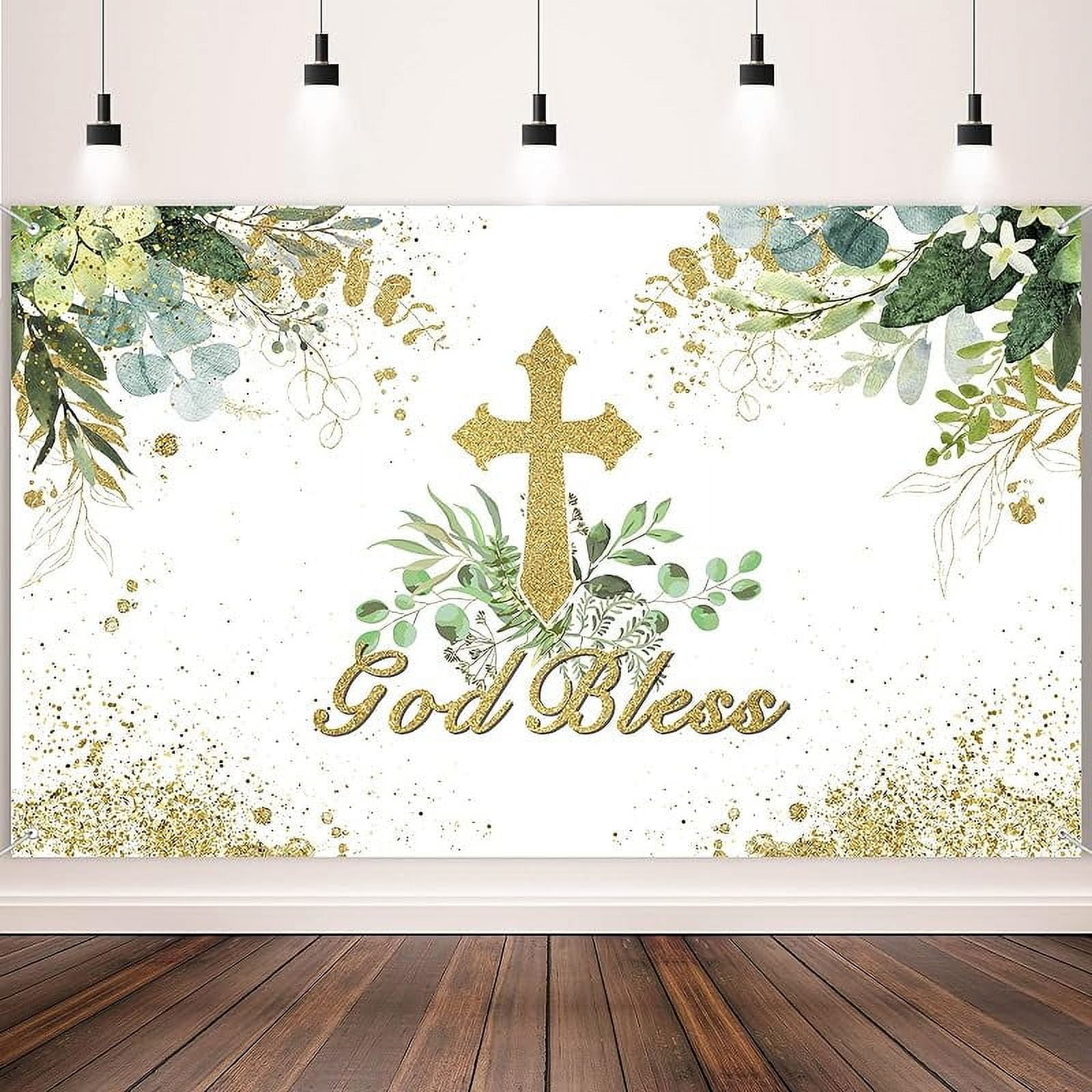 God Bless Baptism Backdrop First Holy Communion Party Decorations ...