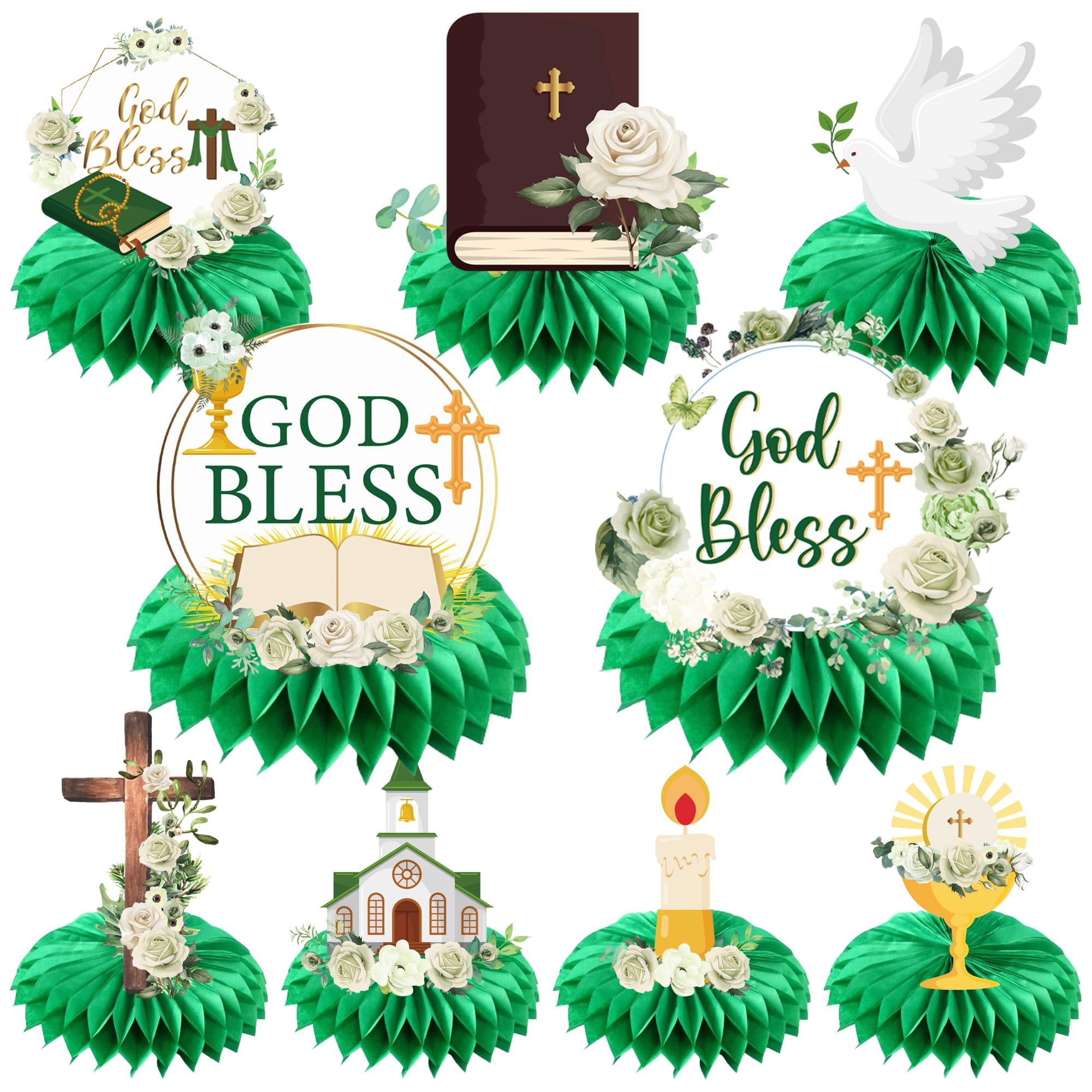 God Bless Baptism Centerpieces OIF8 for Tables - Floral Baptism Table ...