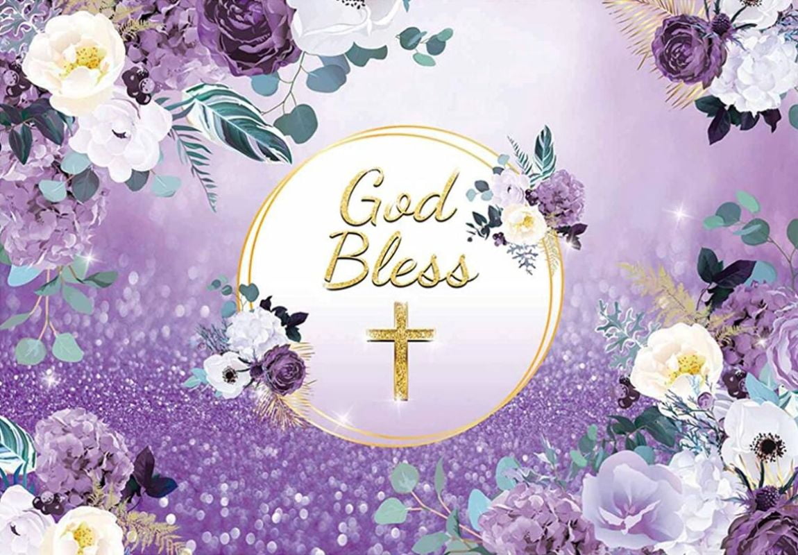 God Bless Baptism Photography Backdrop Board Floral Background Custom ...