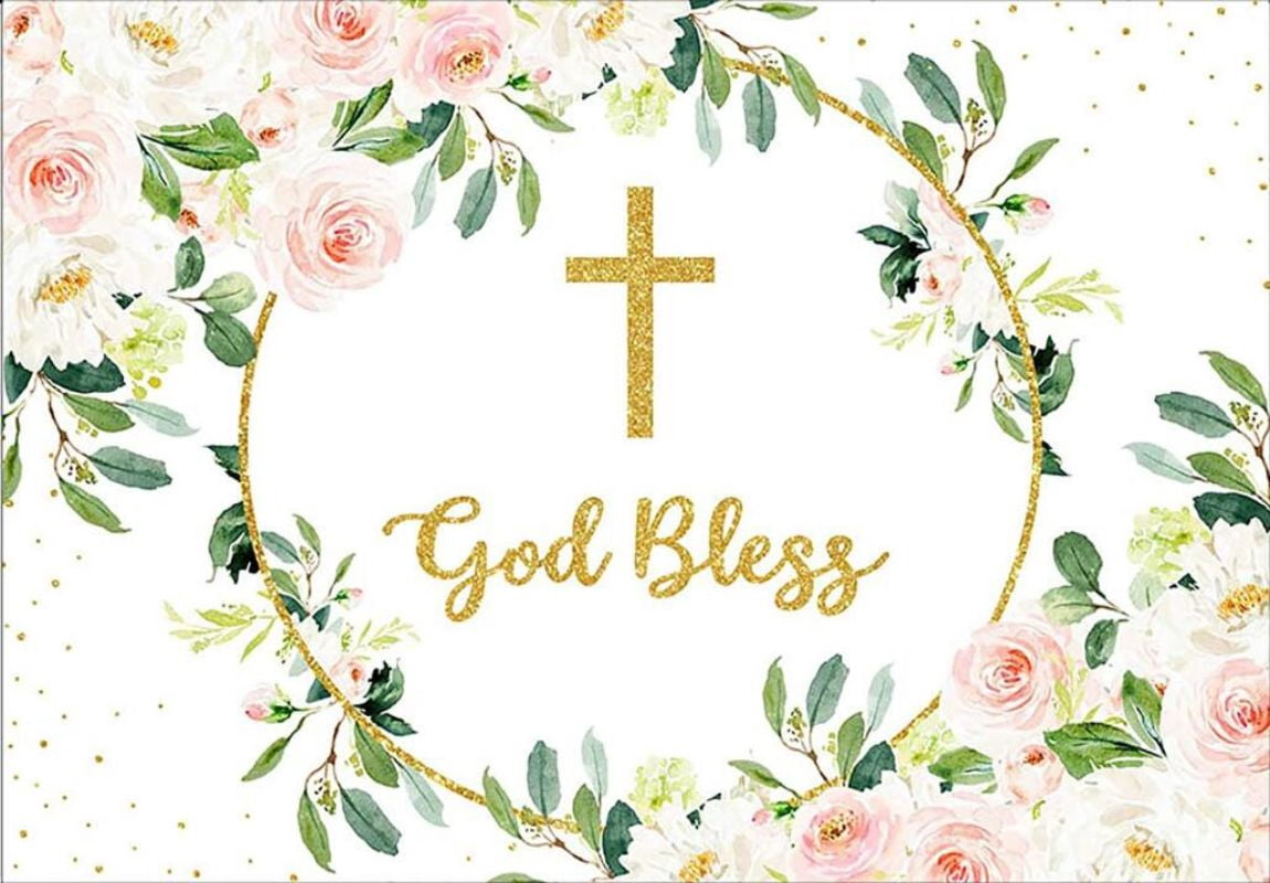 God Bless Baptism Photography Backdrop Board Floral Background Custom ...