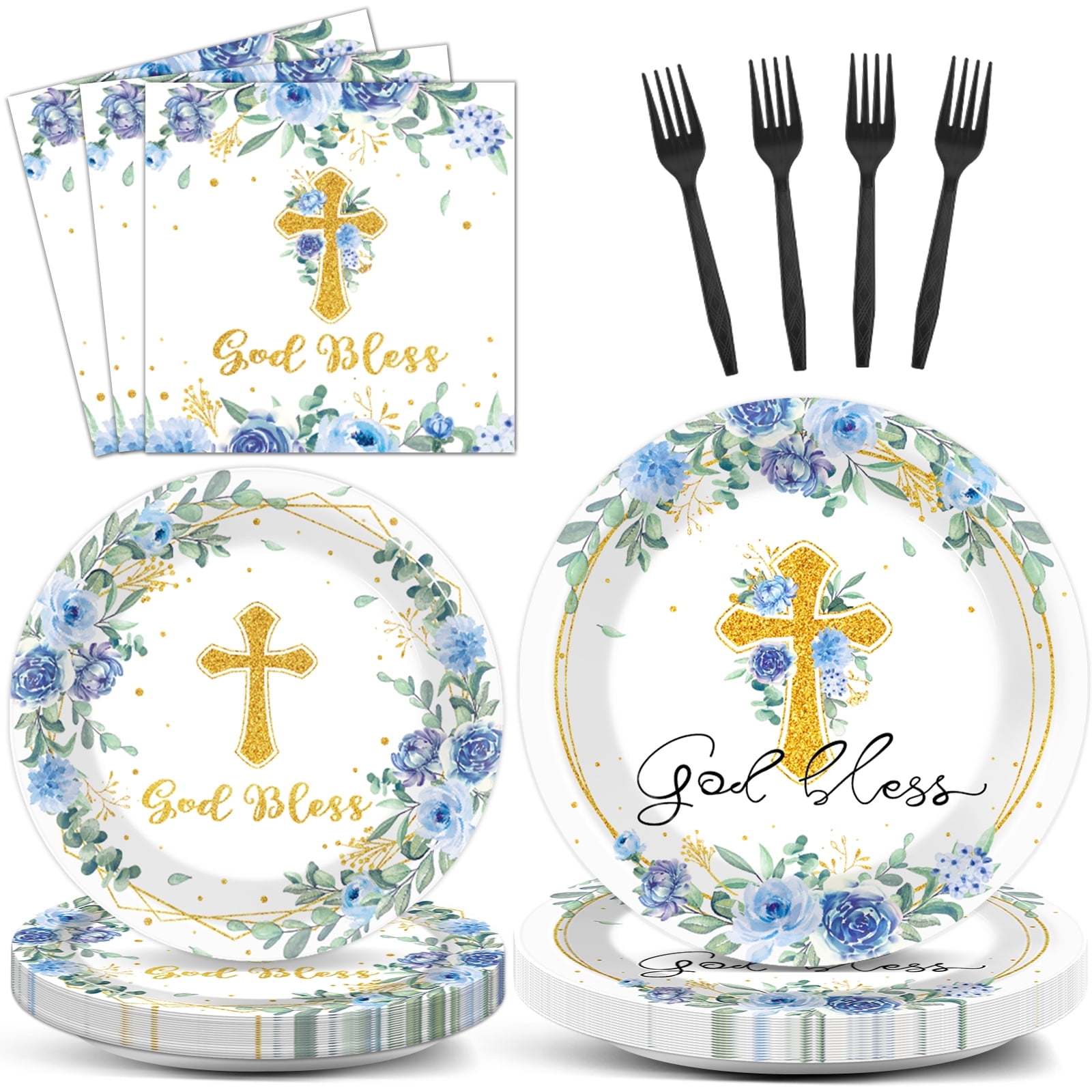 God Bless Baptism Plates and Napkins First Holy Communion Party ...