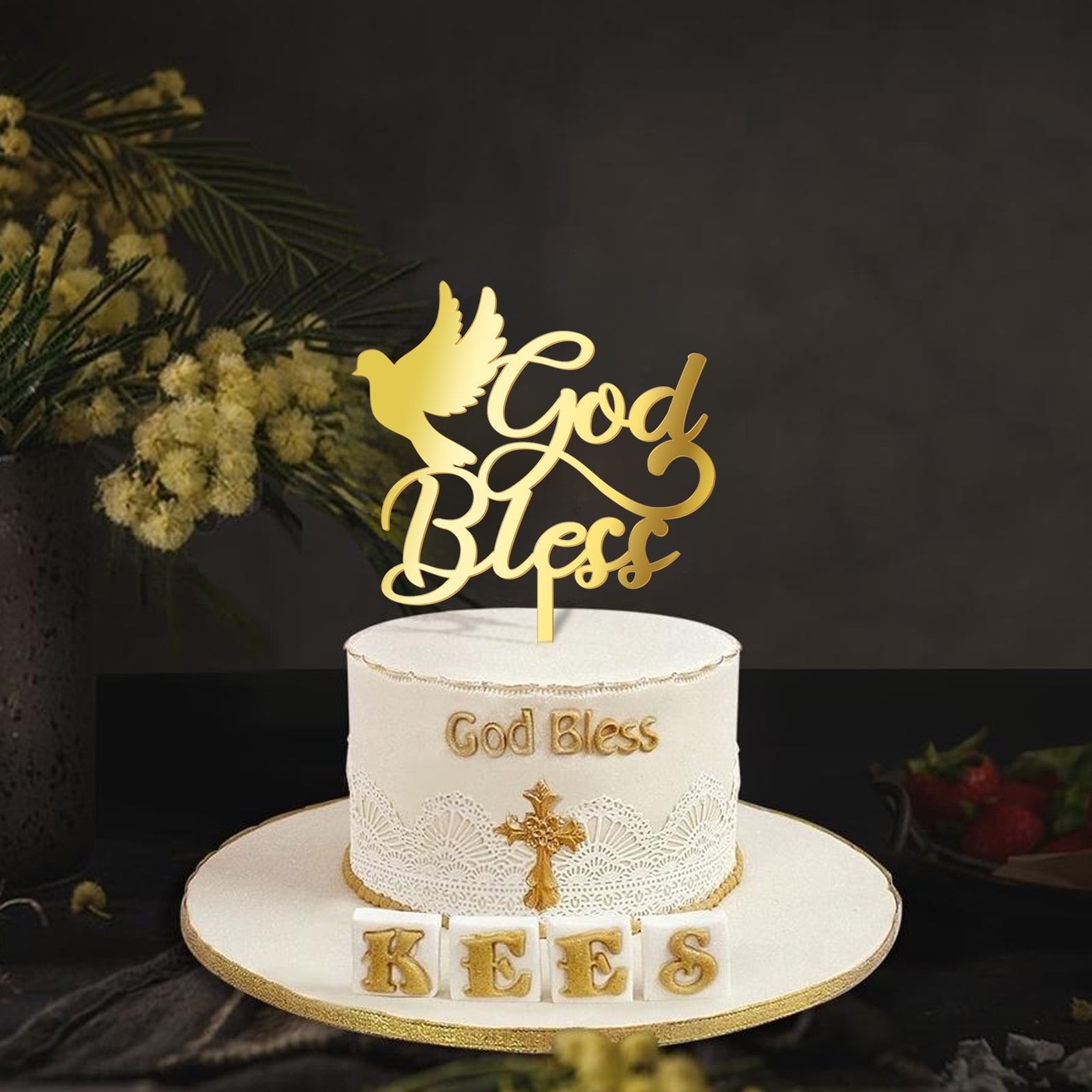 God Bless Cake Topper in Acrylic Baptism Cake Topper Blessing Cake ...