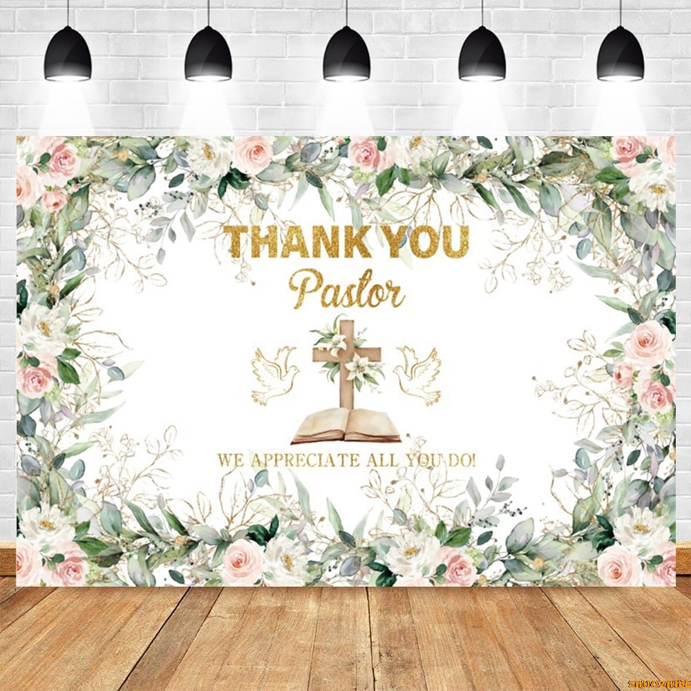 God Bless First Holy Communion Backdrop Gre Leaves Gold Cross Dove ...
