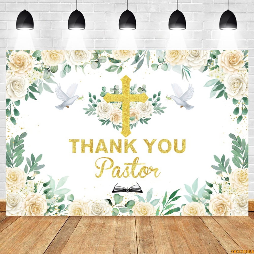 God Bless First Holy Communion Backdrop Gre Leaves Gold Cross Dove ...