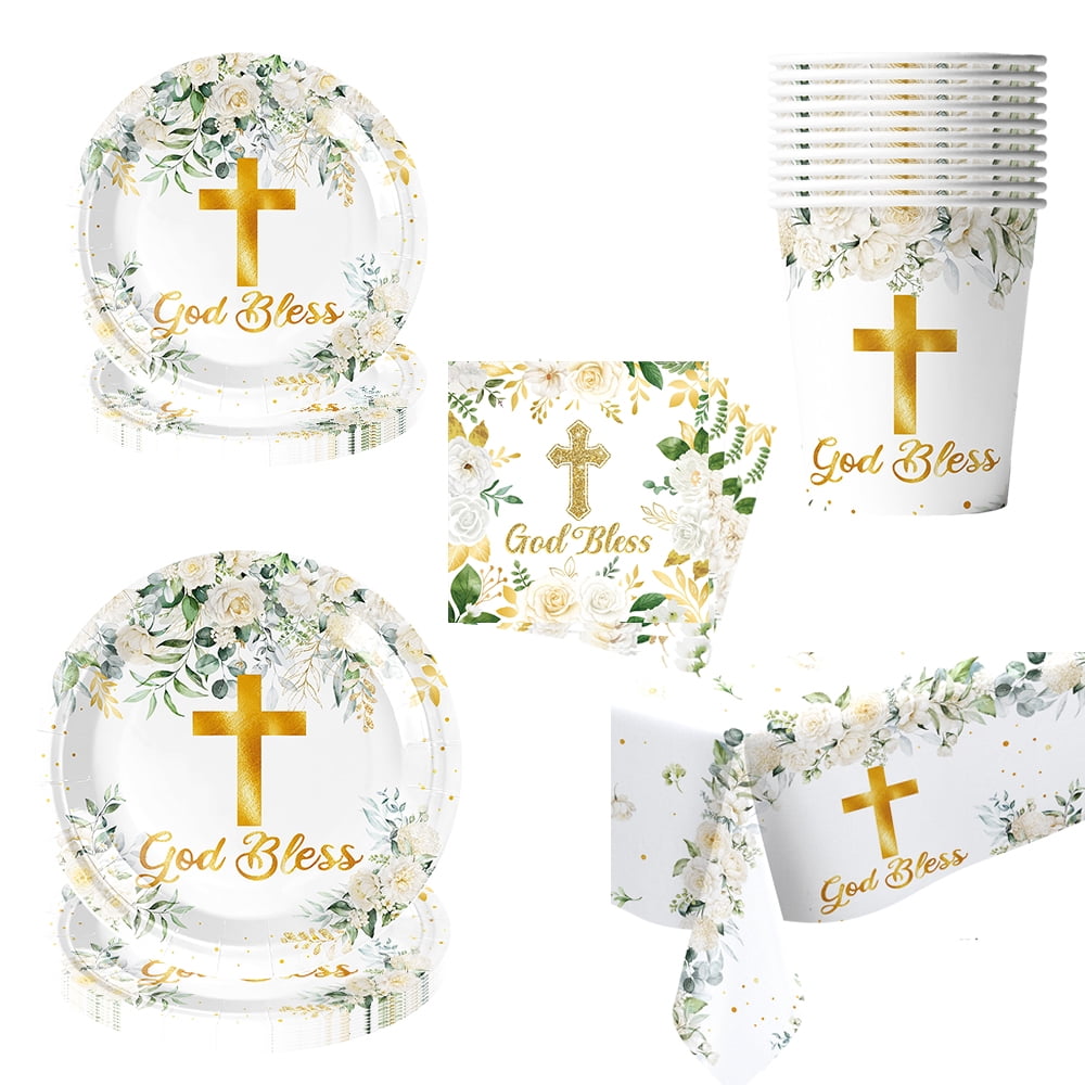 God Bless Baptism & First Holy Communion Decor Paper Goods: Tablecloth ...