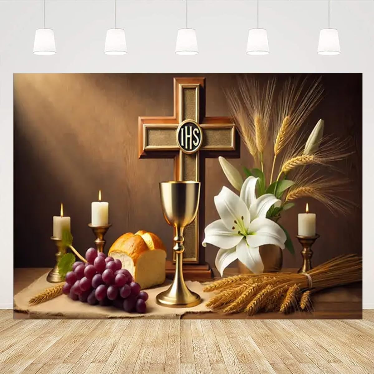 God Bless Gold Glitter Chalice Purple Grapes First Holy Communion ...