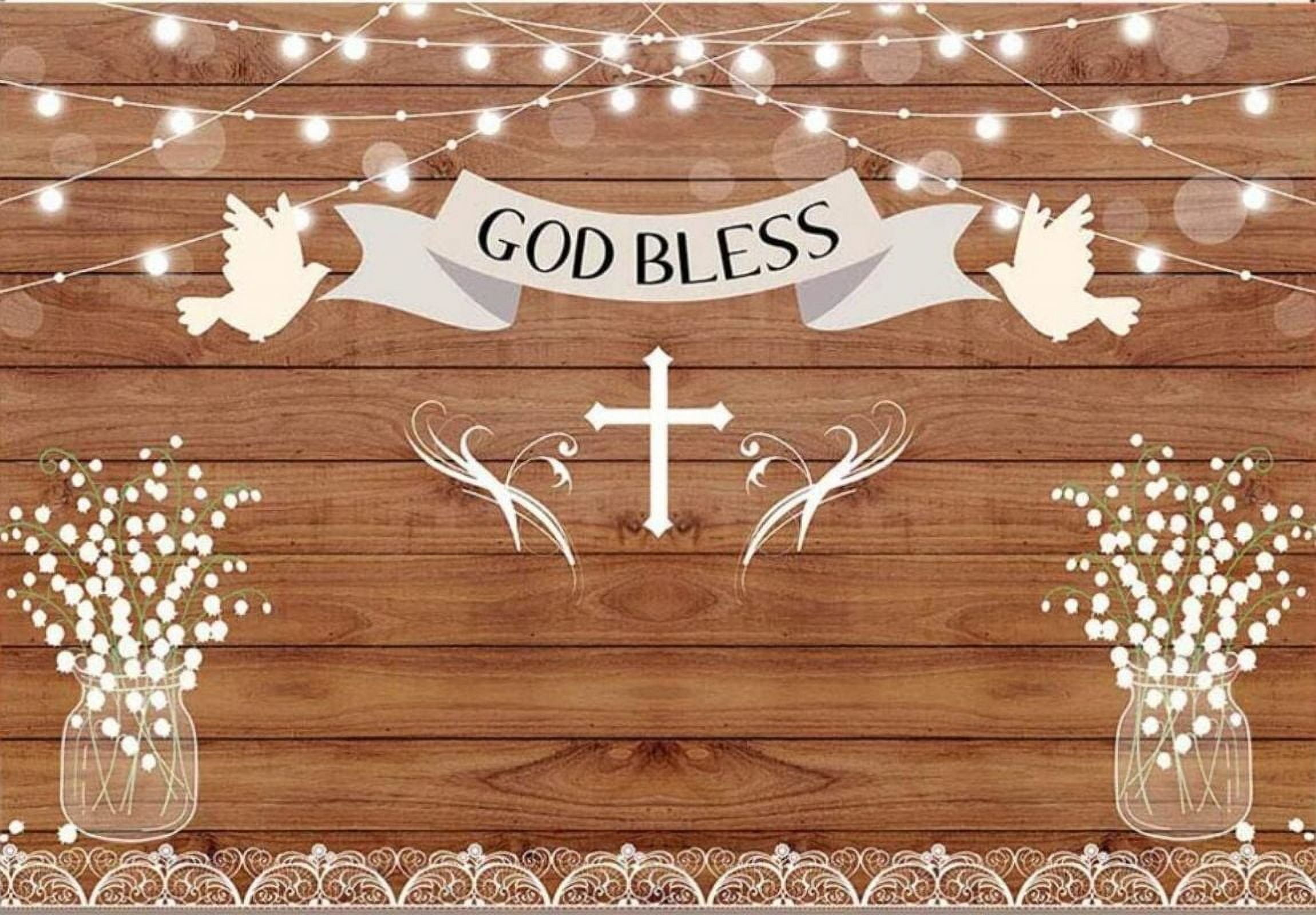 God Bless Photography Backdrop Blue Silver Baptism Background Backdrops ...