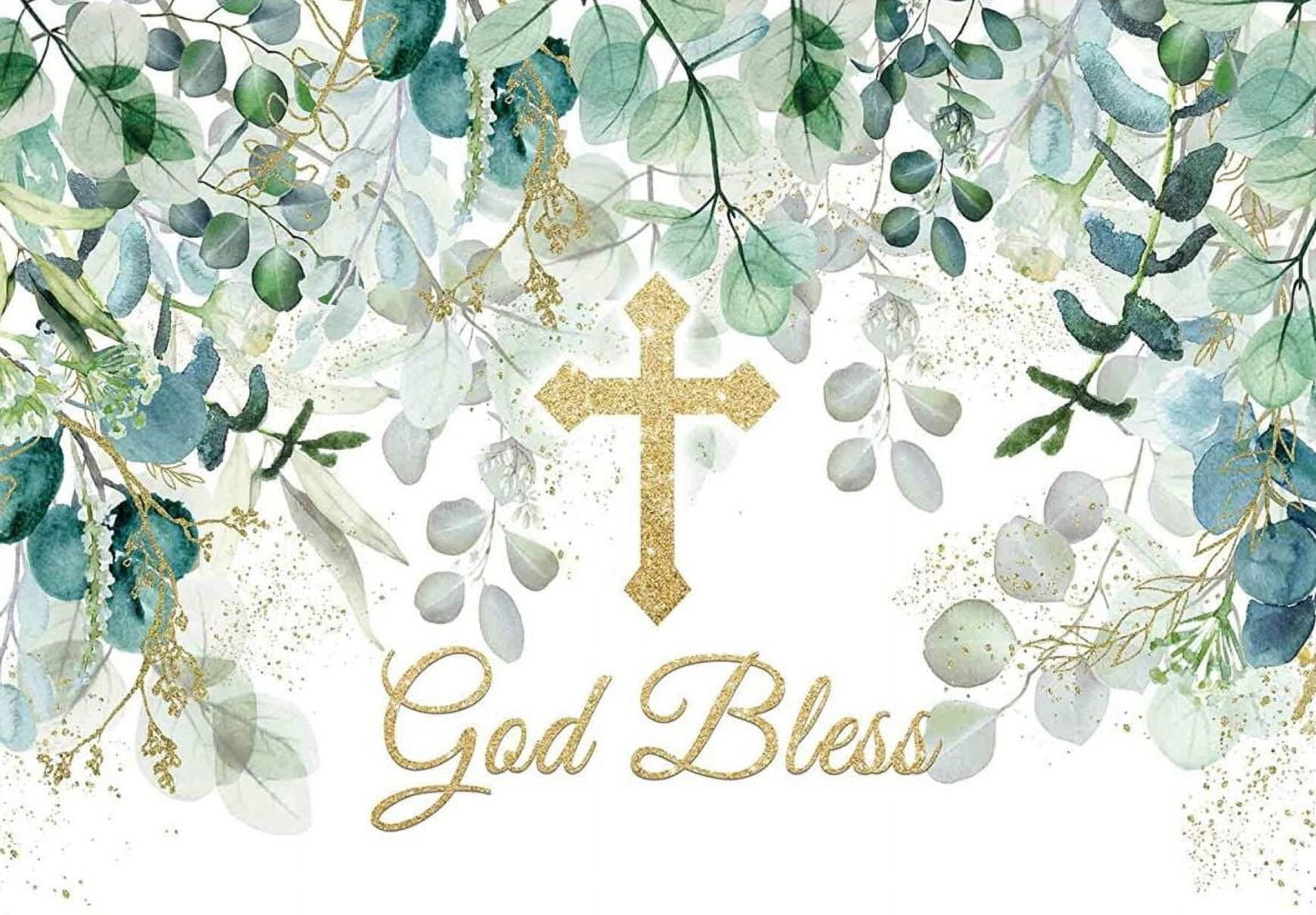 God Bless Photography Backdrop Blue Silver Baptism Background Backdrops ...