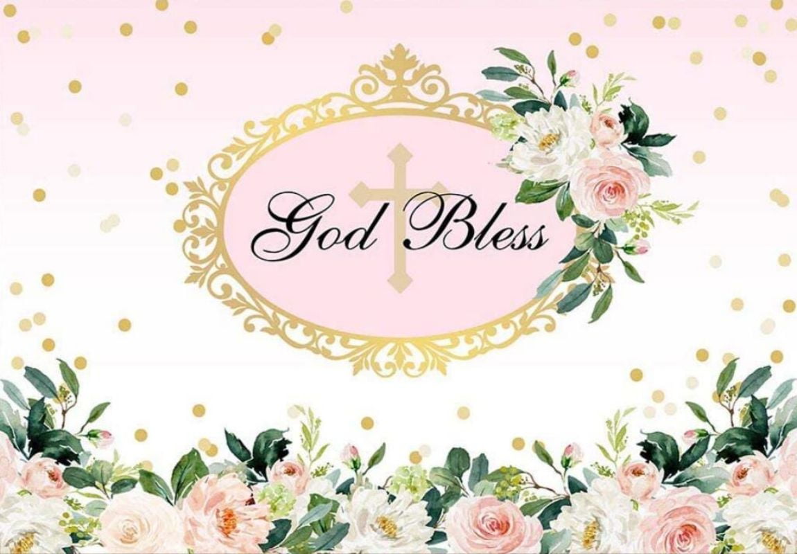 God Bless Photography Backdrop Blue Silver Baptism Background Backdrops ...
