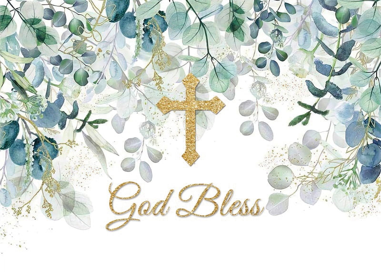 God Bless Photography Backdrop Forest Leaves Crucifix Baptism Holy ...