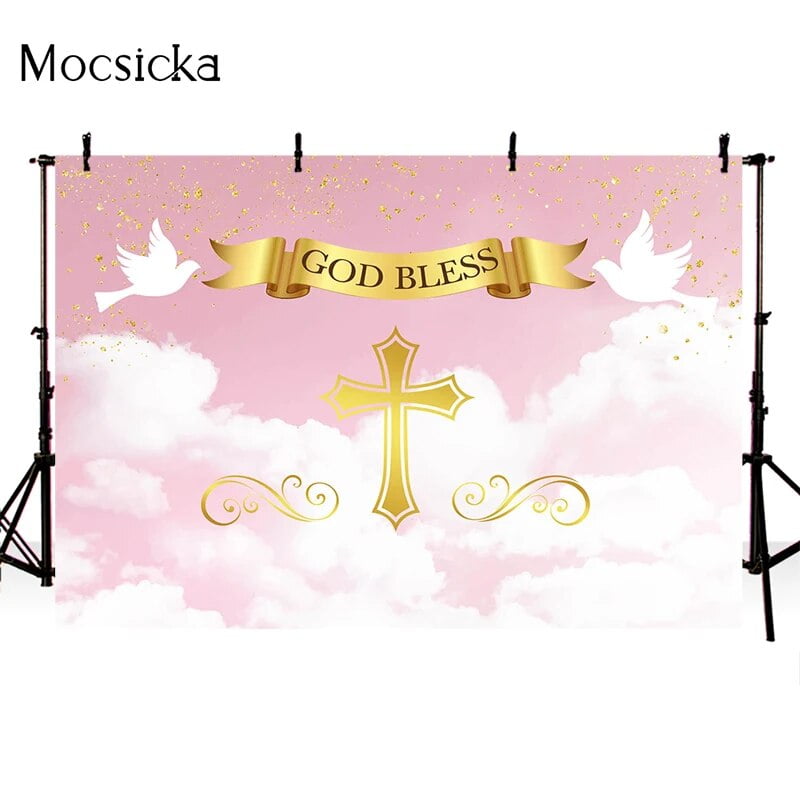 God Bless Photography Backdrops Baby Shower Photo Wallpaper Cross Dove ...