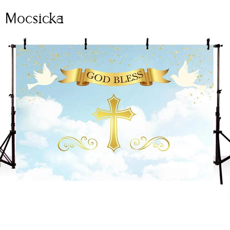 God Bless Photography Backdrops Baby Shower Photo Wallpaper Cross Dove ...