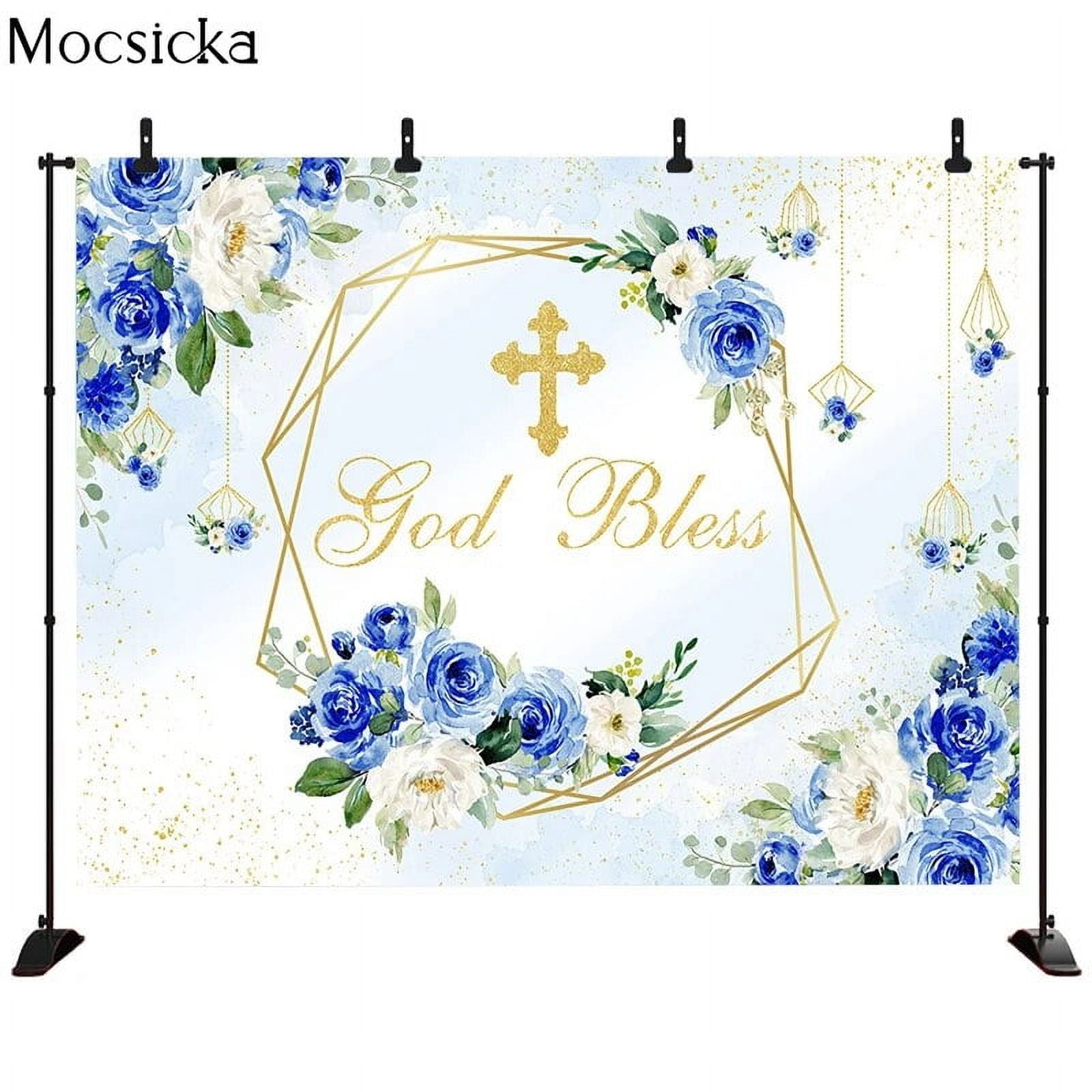 God Bless Photography Backdrops Cross Flowers Decoration Communion ...