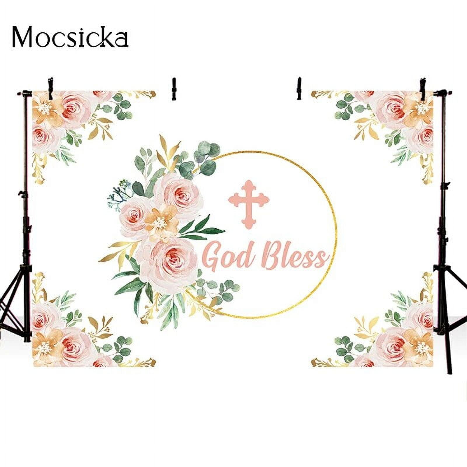 God Bless Photography Background Pink Cross Flowers Decoration Props ...