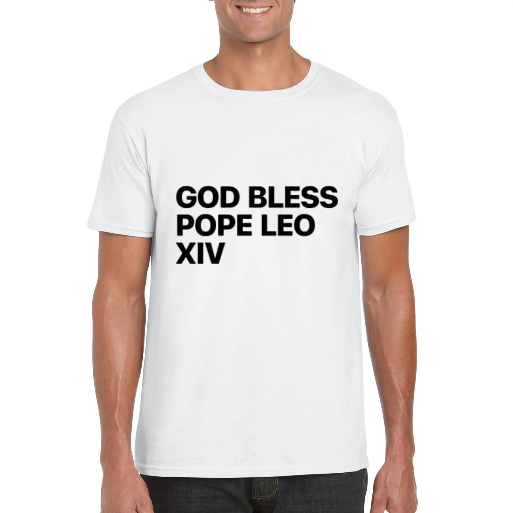 God Bless Pope Leo XIV II Religious Catholic Tribute Artwork T-Shirt, for men & women, up to ...