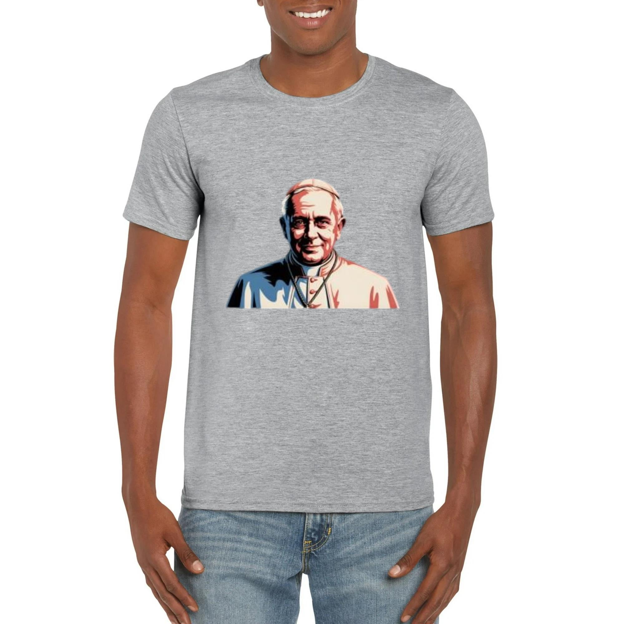 God Bless Pope Leo XIV Papal Cartoon Style Religious Humor Graphic T-Shirt, for men & women, up ...