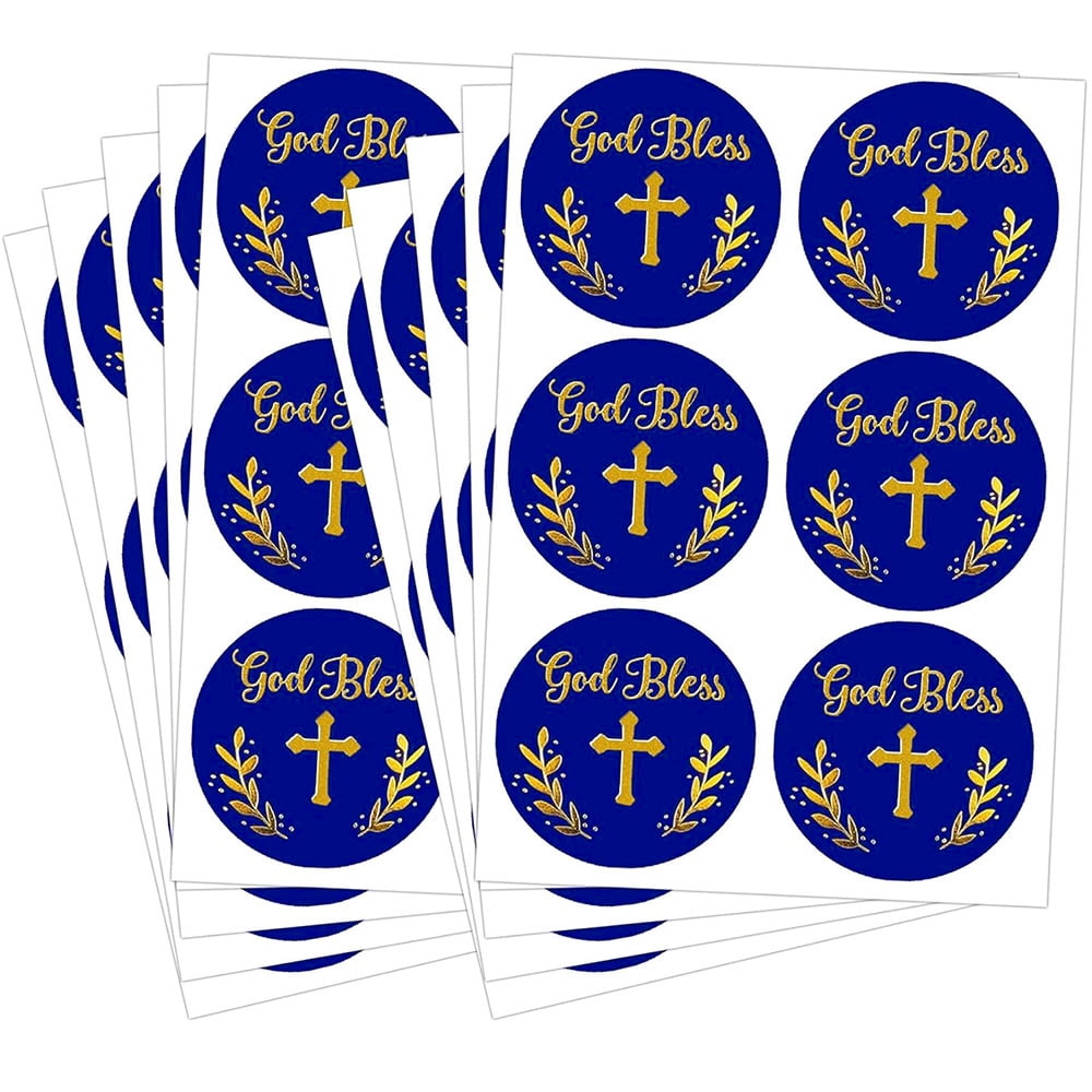 God Bless Sticker,2inch Gold Cross Stickers Christian Labels for ...