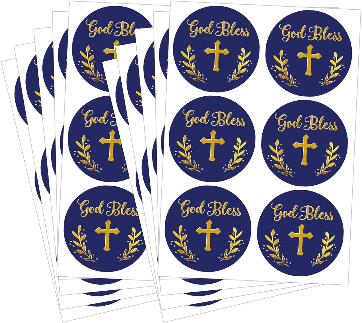 God Bless Sticker,2inch Gold Cross Stickers Christian Labels for ...