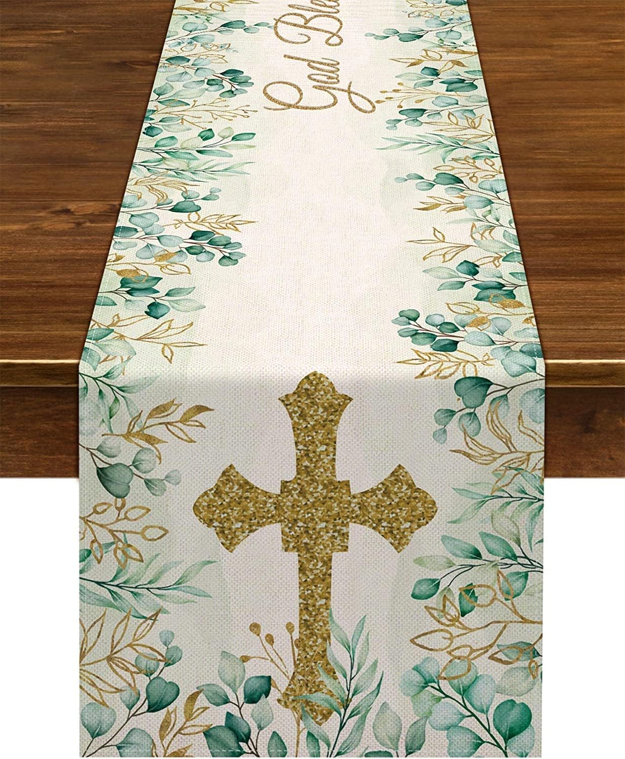 God Bless Table Runner First Holy Communion Baptism Christening Party ...