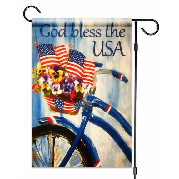 God Bless The Usa Garden Flag 12X18 American Flag With Bike Patriotic Flag - Walmart.com