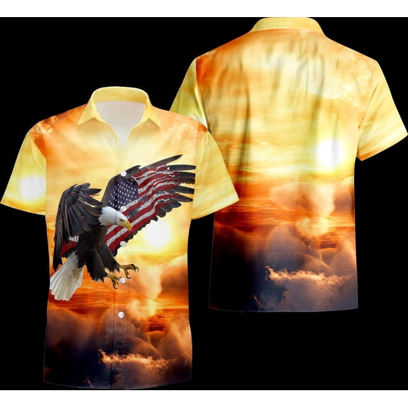 God Bless Us Hawaiian Shirt, Eagle Hawaiian Shirt, Eagle American ...