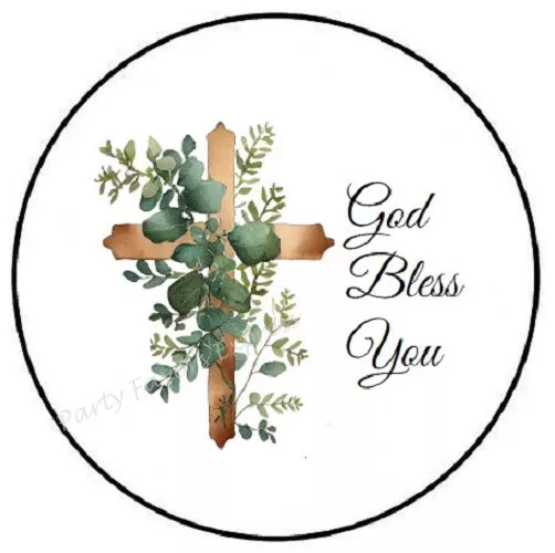 God Bless You Eucalyptus Cross Sticker Party Favors Sticker Envelope ...