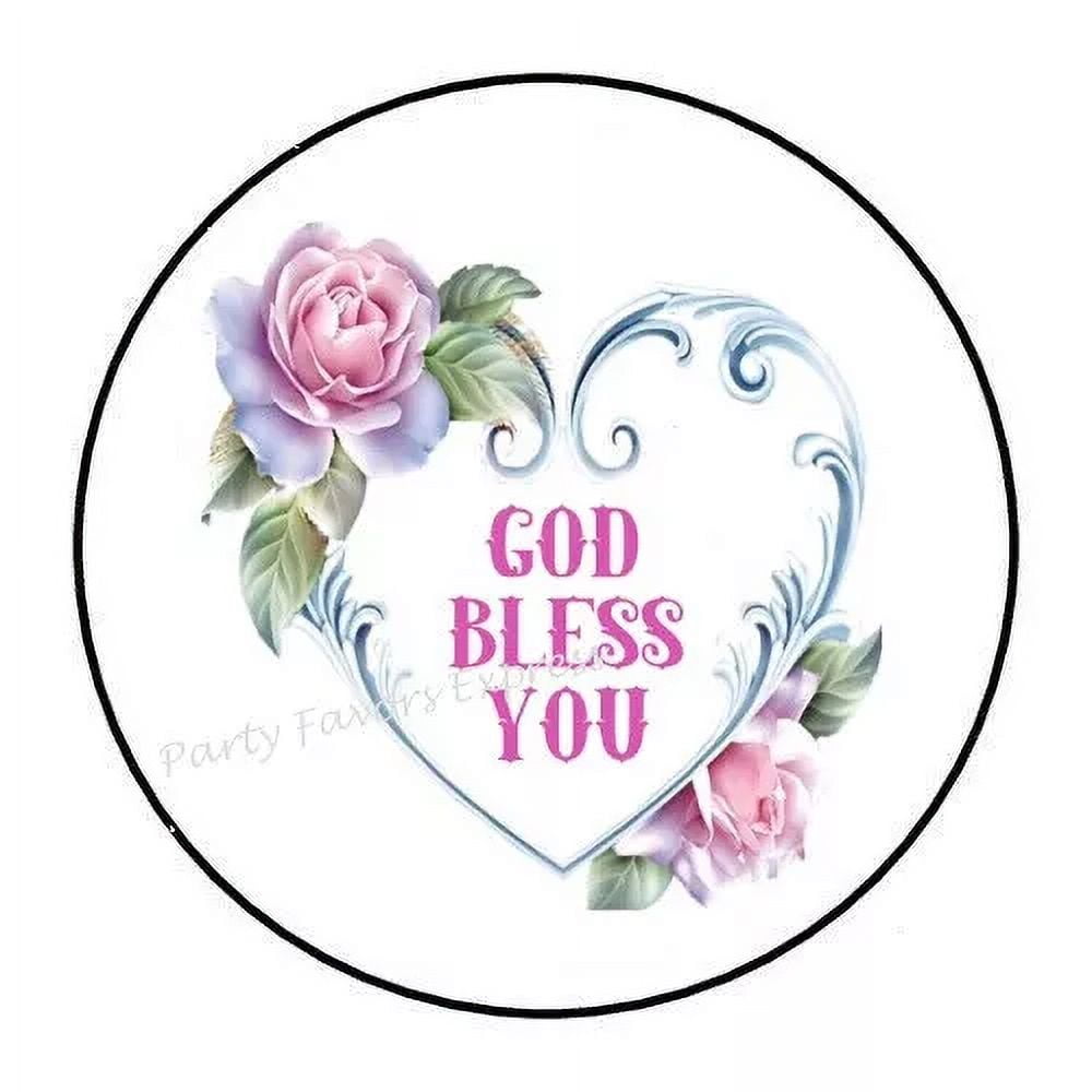 God Bless You Floral Heart Sticker Party Favors Sticker Envelope Seals ...