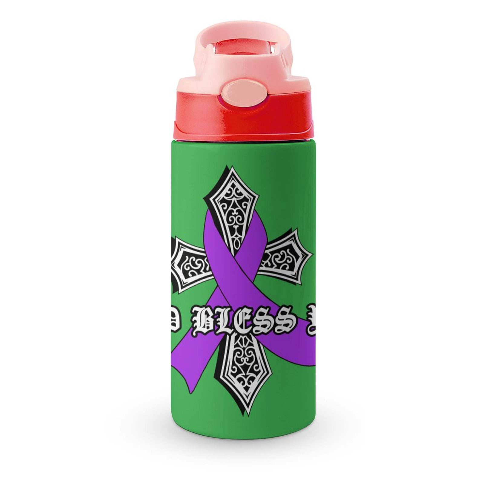 God Bless You Purple Water Bottle with Straw And Lid Stainless Steel ...