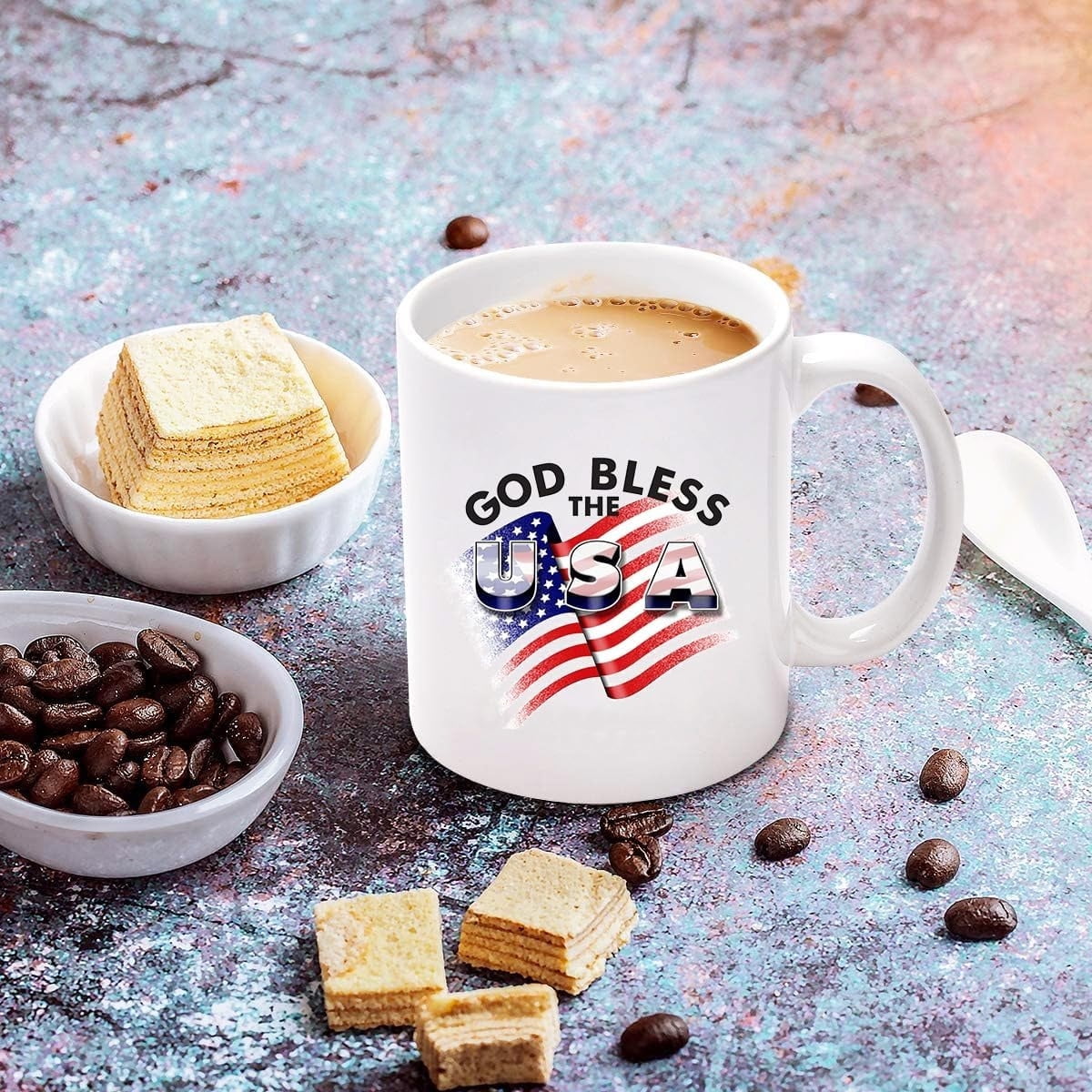 God Bless the USA Mug – Patriotic American Flag Coffee Cup Gift for Tea & Coffee Lovers ...