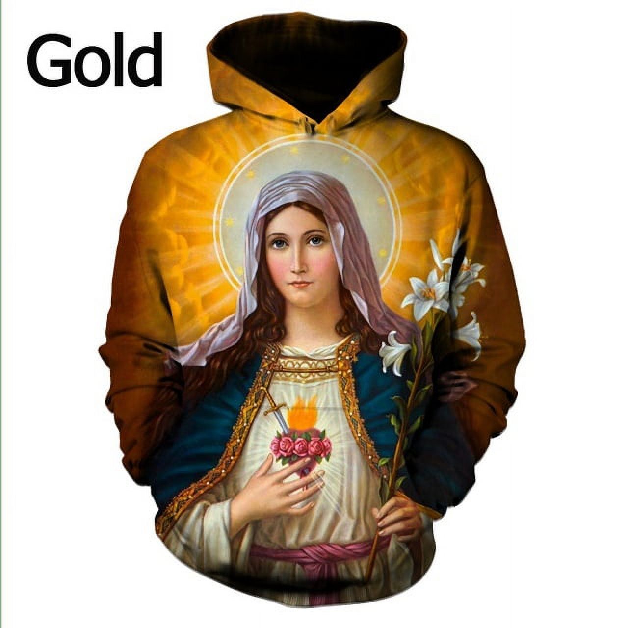 God Christians Jesus Unisex 3D Hoodie Personalized Fashion Printed Virgin Mary Pattern Casual ...