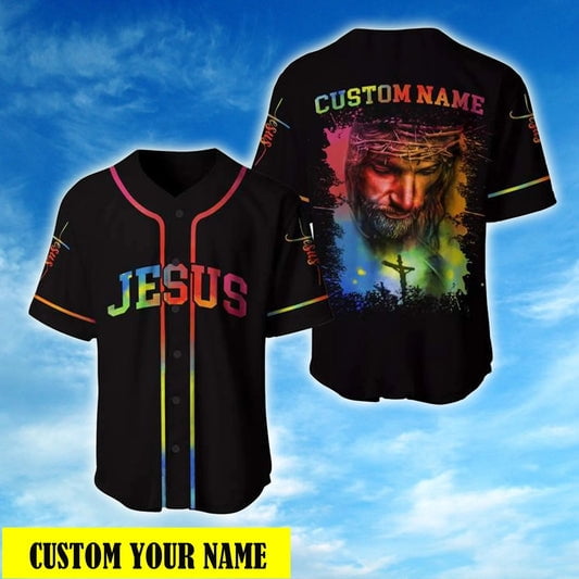 God Colorful Cross Custom Baseball Jersey - Personalized Jesus Baseball ...