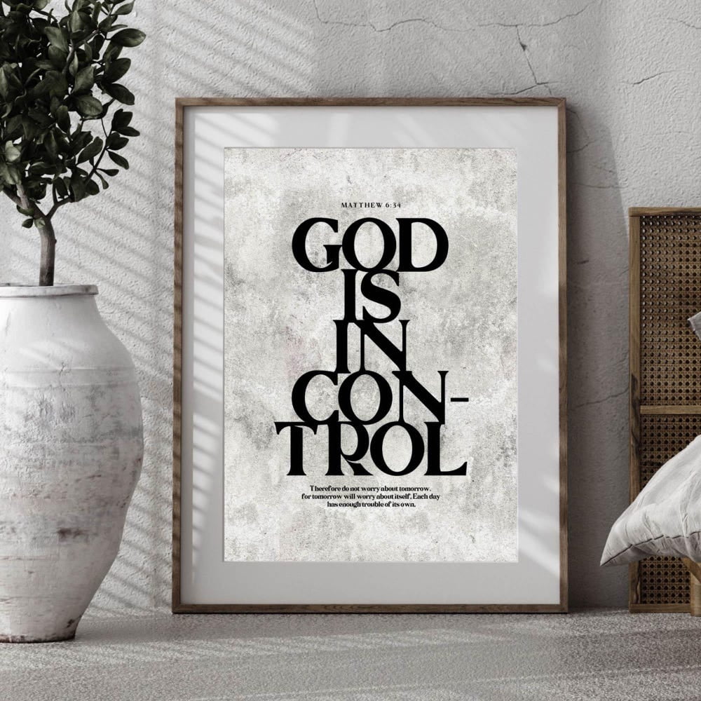 God Is In Control Wall Art, Christian Wall Art, Modern Christian Home ...
