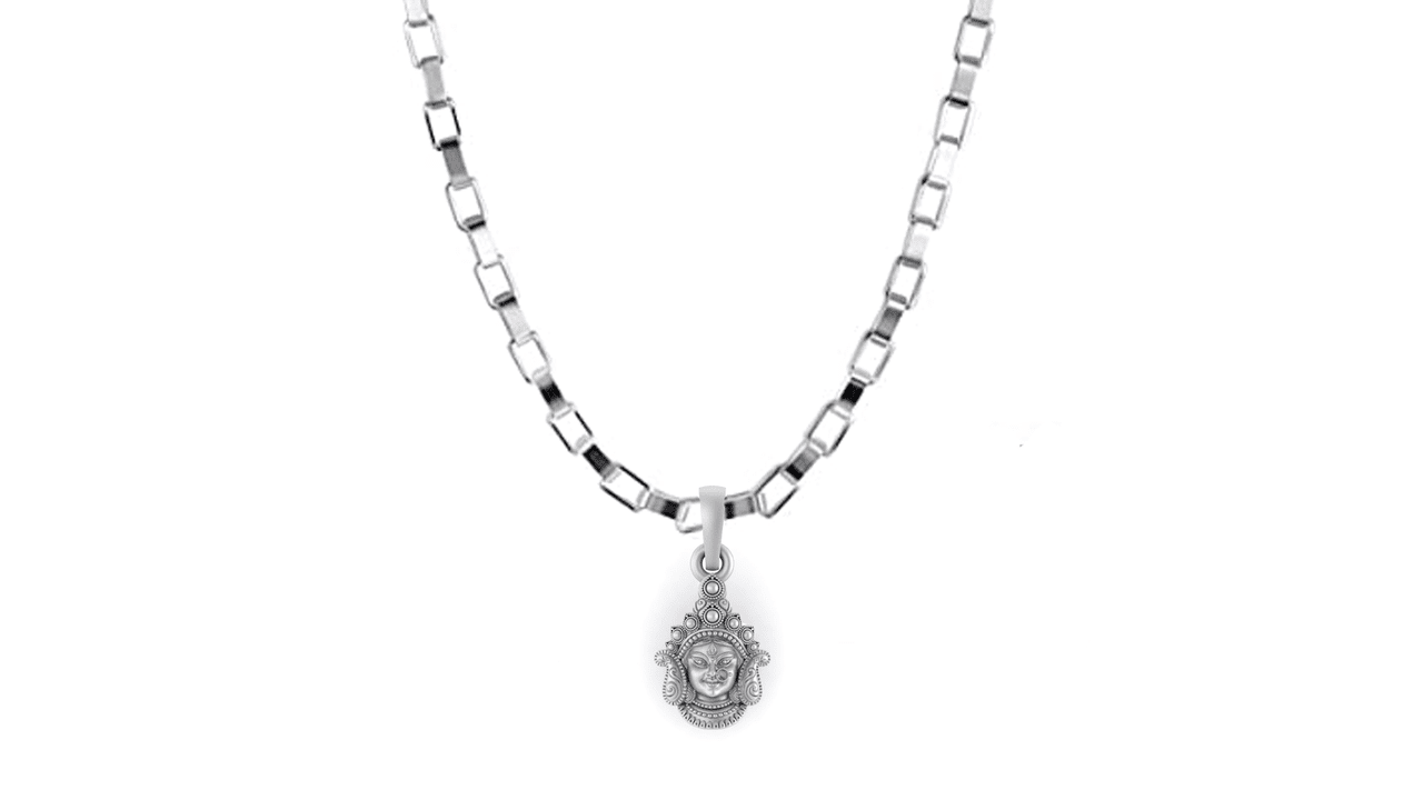 God Durga Maa Pure Silver 92.5% purity Chain pendant by Durga Maa Pendant (Pendant with Box ...