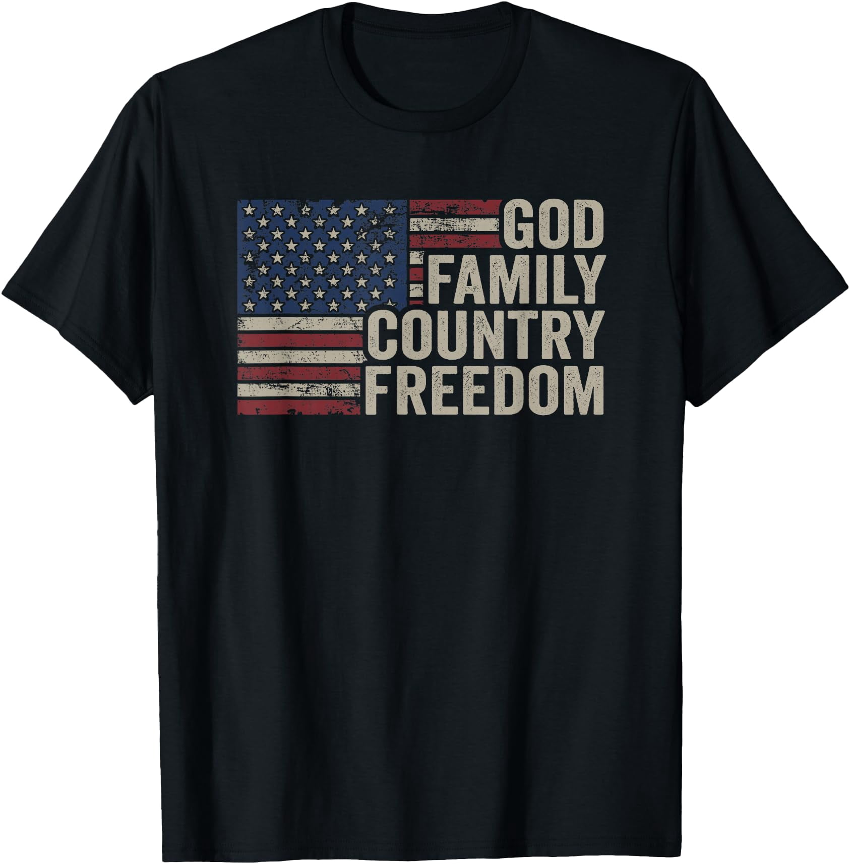 God Family Country Freedom - 4th July USA Flag Christian T-Shirt ...