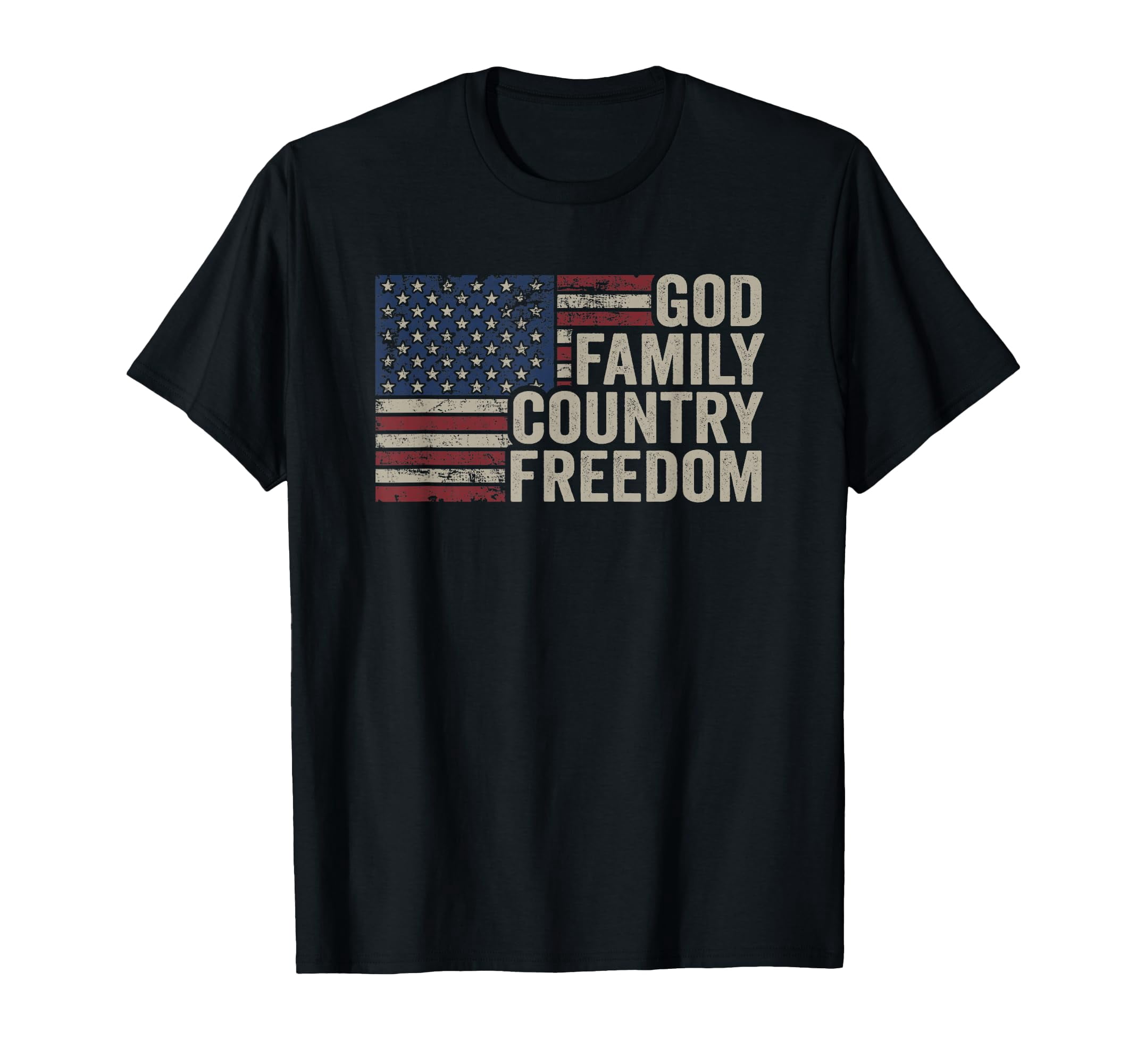 God Family Country Freedom 4th of July USA Flag Christian T-Shirt ...