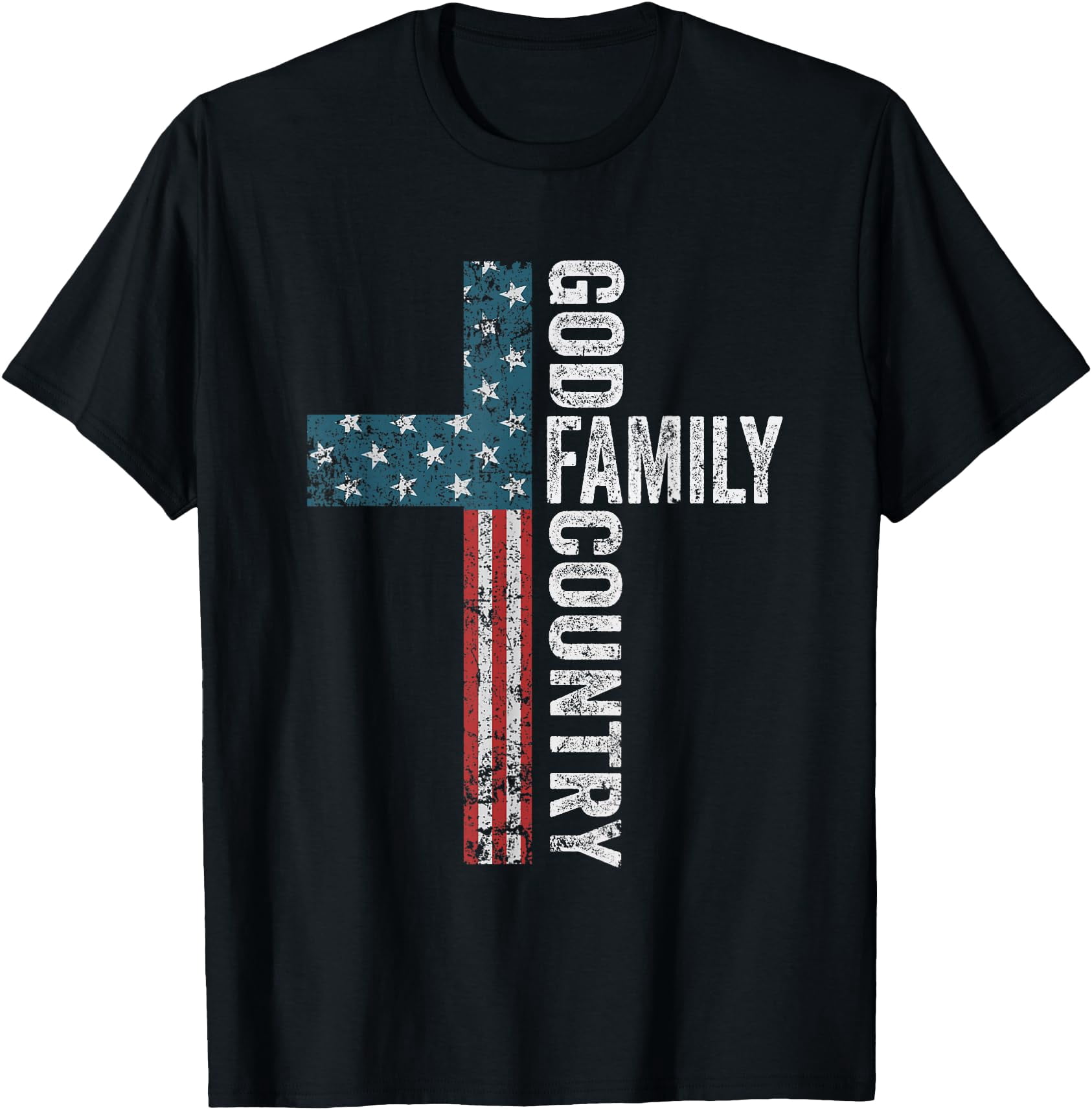 God Family Country - Patriotic Freedom Christian USA Cross T-Shirt ...