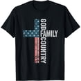 God Family Country - Patriotic Freedom Christian USA Cross T-Shirt ...