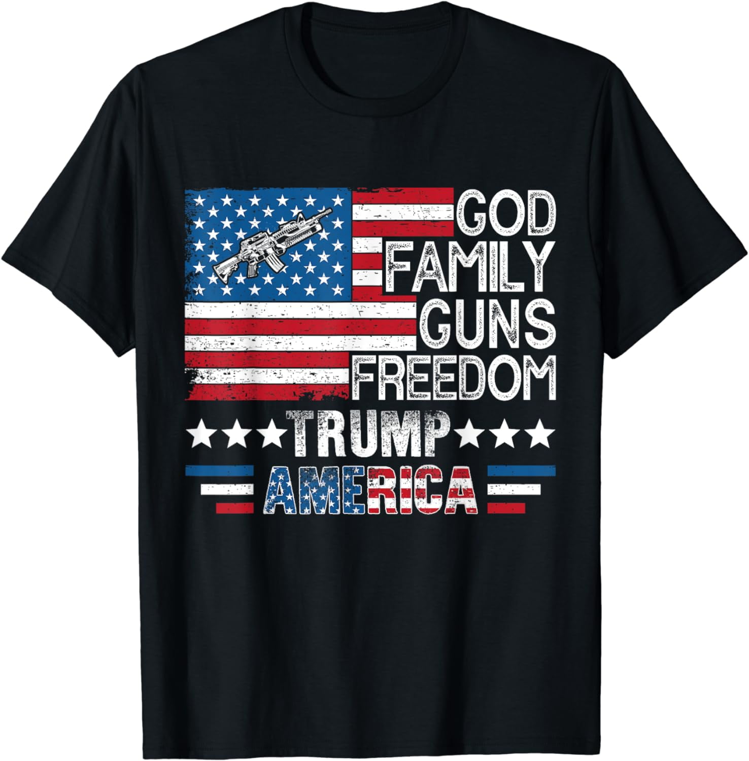 God Family Freedom Pro Trump 2024 MAGA American Flag T-Shirt - Walmart.com