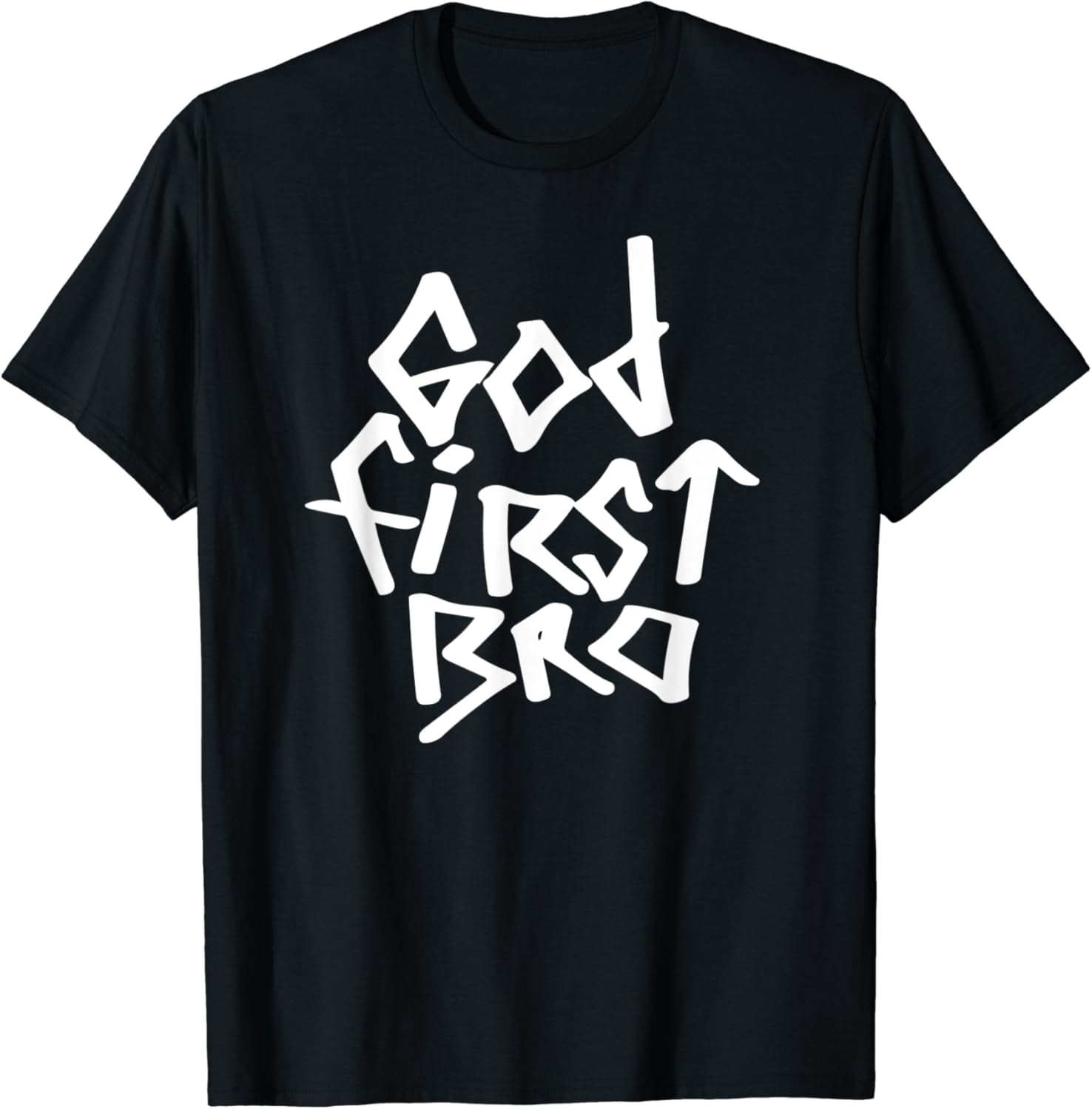 God First Bro Christian Religious Tshirt Graffiti White - Walmart.com