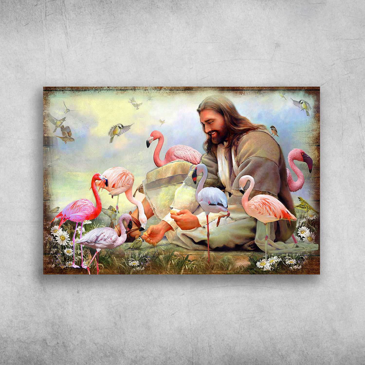 God Flamingo, Jesus Bird Lover 11 x 17 Inch Poster - Walmart.com