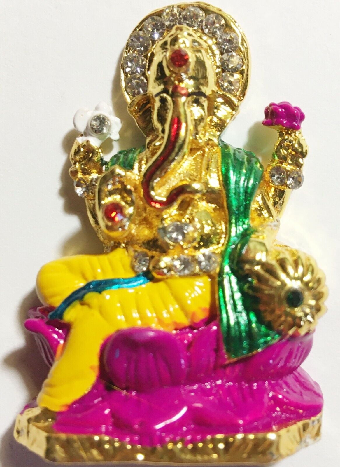 God Ganesha Sitting on Lotus Idol Metal Car Dashboard Statue H-3 ...