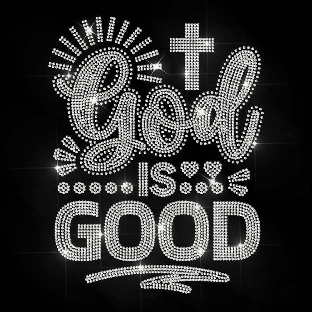 God is Good Rhinestone Iron on Decal Hotfix Transfer Sticker Sacred ...