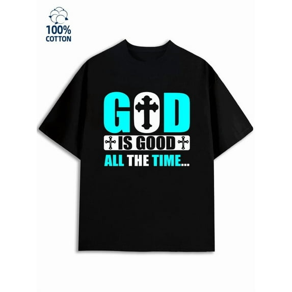 God Is Good Tee mens Christianity 180G 100% Cotton black pamuk ...