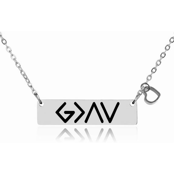 God Greater Than Highs and Lows Gold Bar Necklace with Heart Charm ...