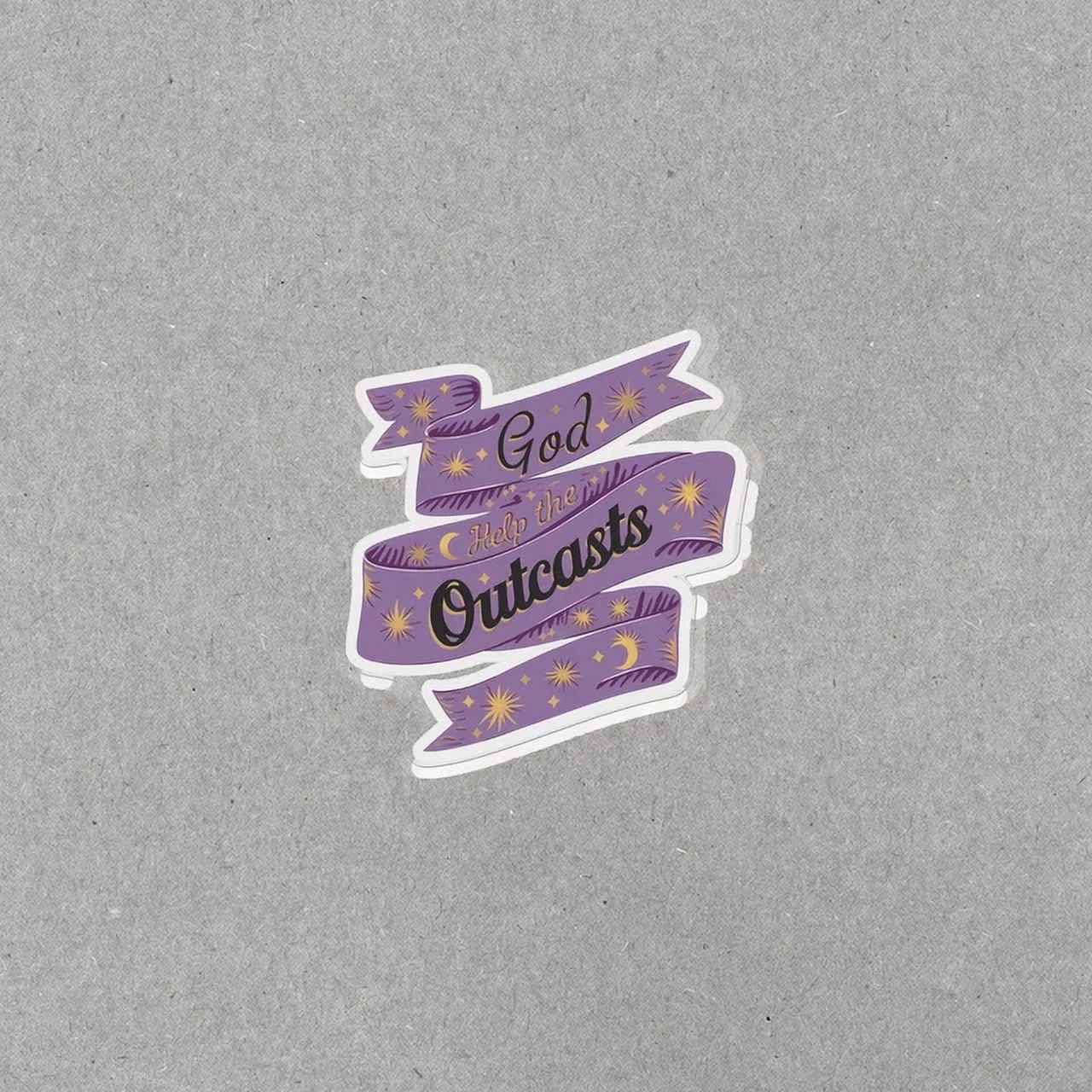 God Help The Outcasts Inspirational Quote Sticker, Night Sky Motifphone ...